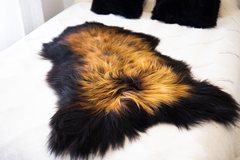 Genuine Natural Icelandic Black Brown Sheepskin Rug Pelt - Etsy