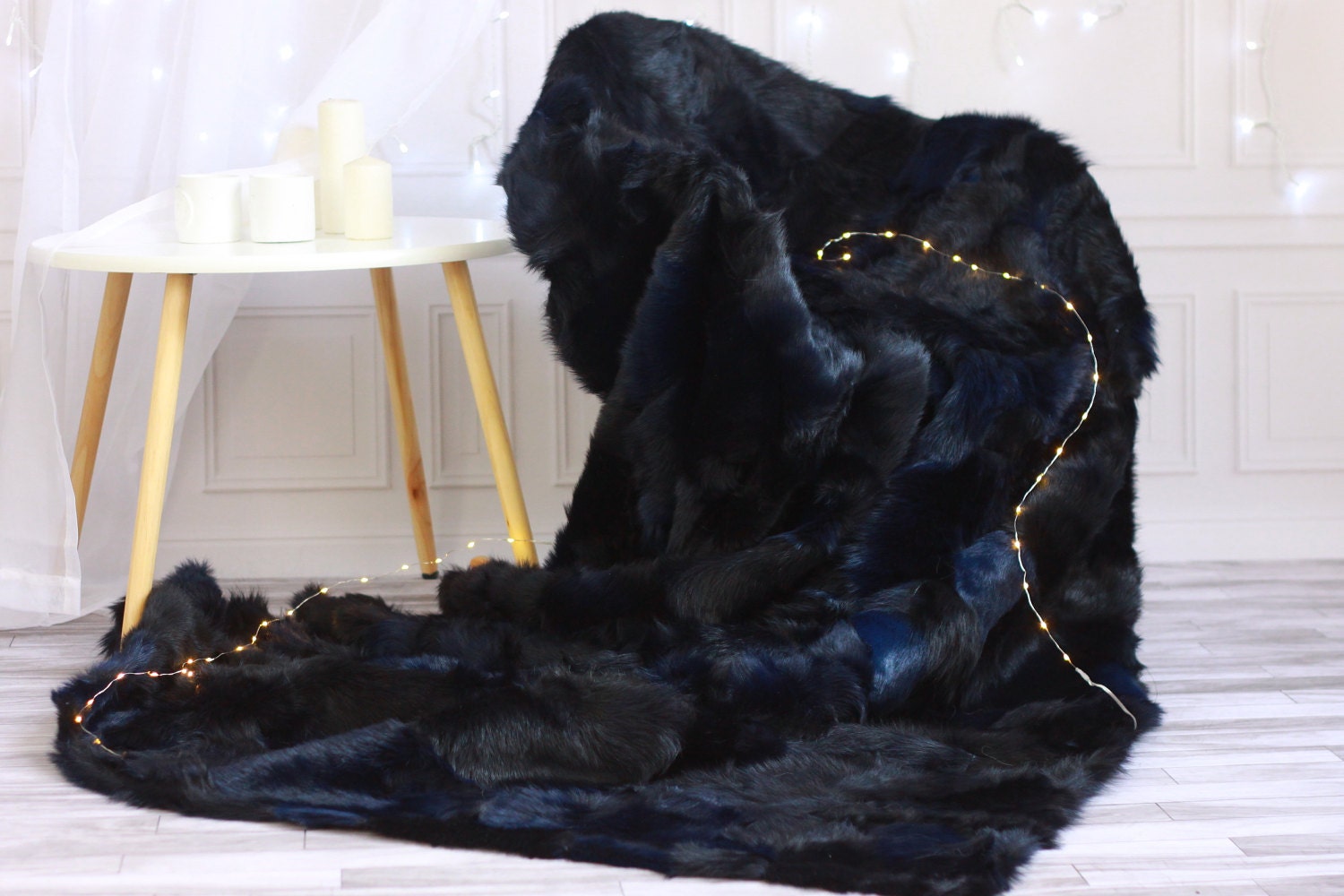 ON SALE Sheepskin Throw | Navy Blue Bed Throw | Navy Fur Throw | Sofa ...