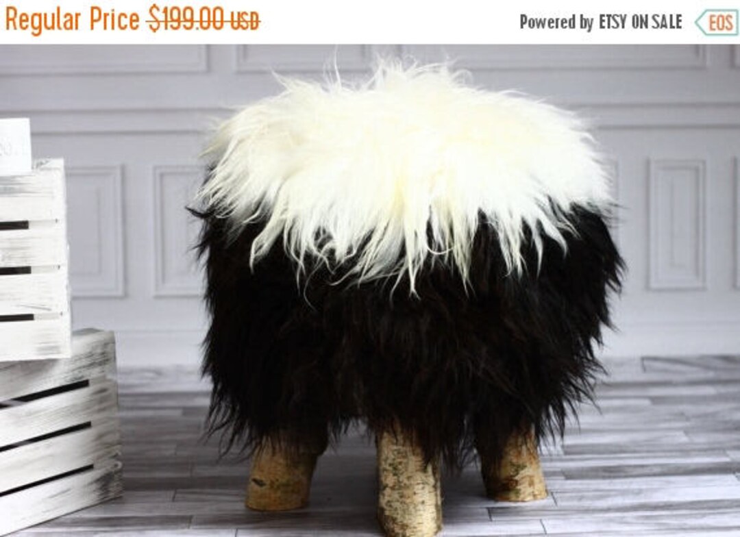 ON SALE Icelandic Sheepskin Stool | Sheepskin Pouf | Sheepskin Chair ...
