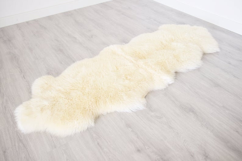 Genuine Natural creamy white Sheepskin Rug, Pelt, Giant Sheepskin rug ...