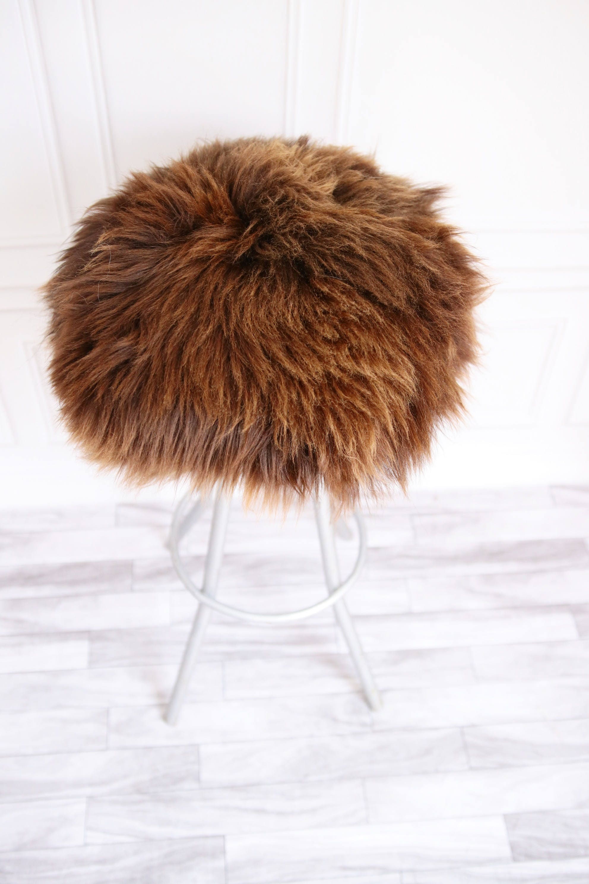 ON SALE Sheepskin Stool Cover | Round Stool Cover | Furry Stool ...