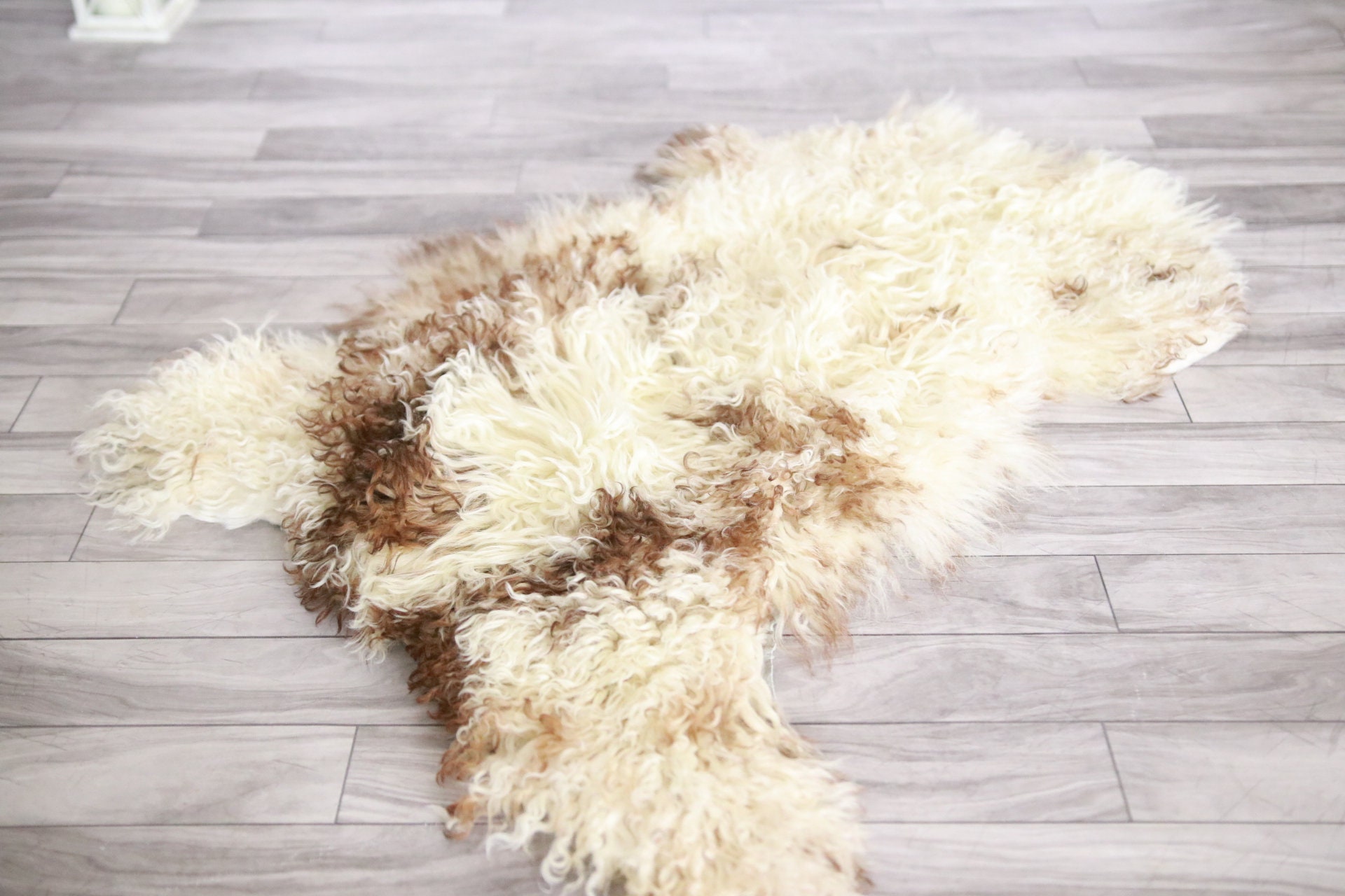 Genuine Rare Tuscan Lamb Sheepskin Rug - Curly Fur Rug - Natural ...