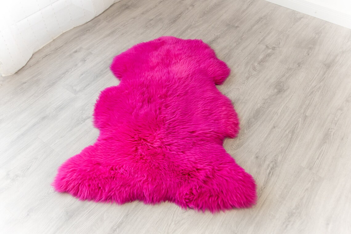 Genuine Natural Amarant Pink Sheepskin Rug Sheepskin Throw - Etsy