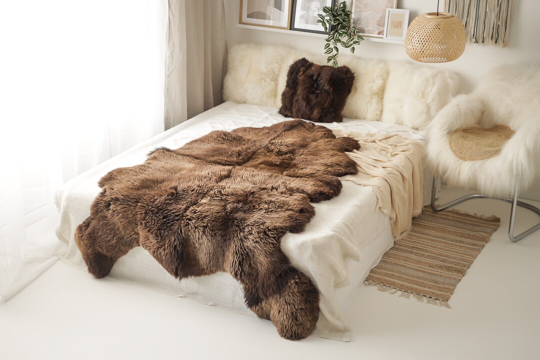 Bear Shape Real Fur Sheepskin Throw | Super Large | Sheepskin Rug ...