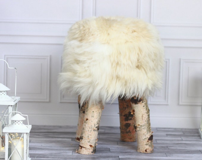 Sheepskin Stool Birch Tree Stool Wood Stool Fur Stool - Etsy