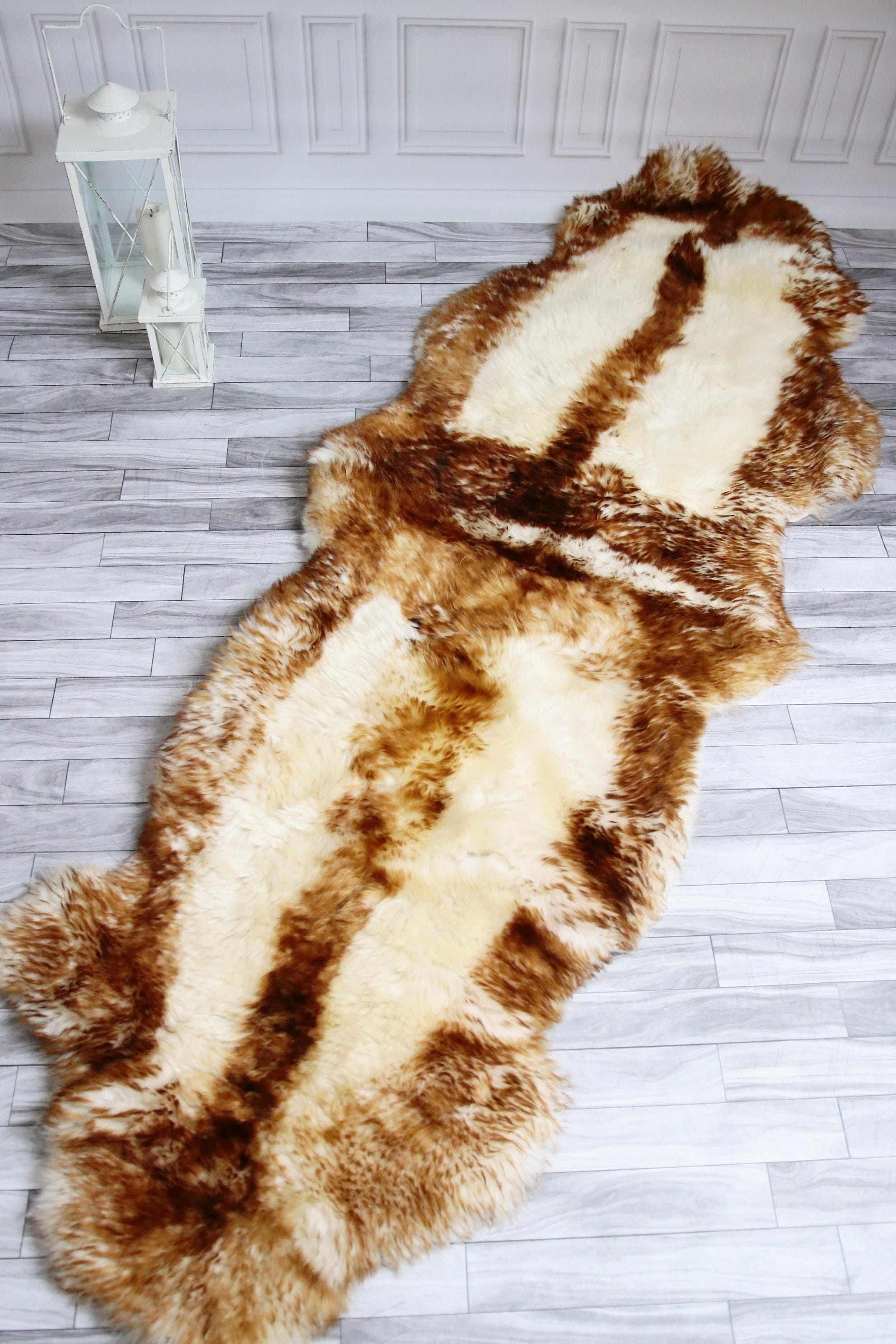 Double Sheepskin Rug | Long rug | Shaggy Rug | Chair Cover | Runner Rug ...