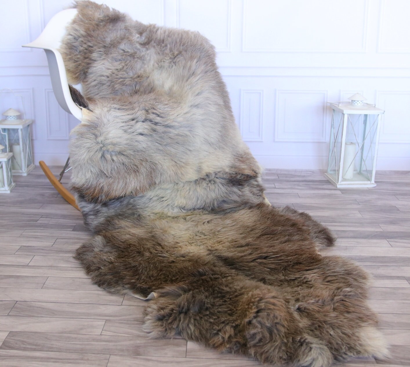 Genuine Natural Double Side by Side Organic Sheepskin Rug | Sheepskin ...