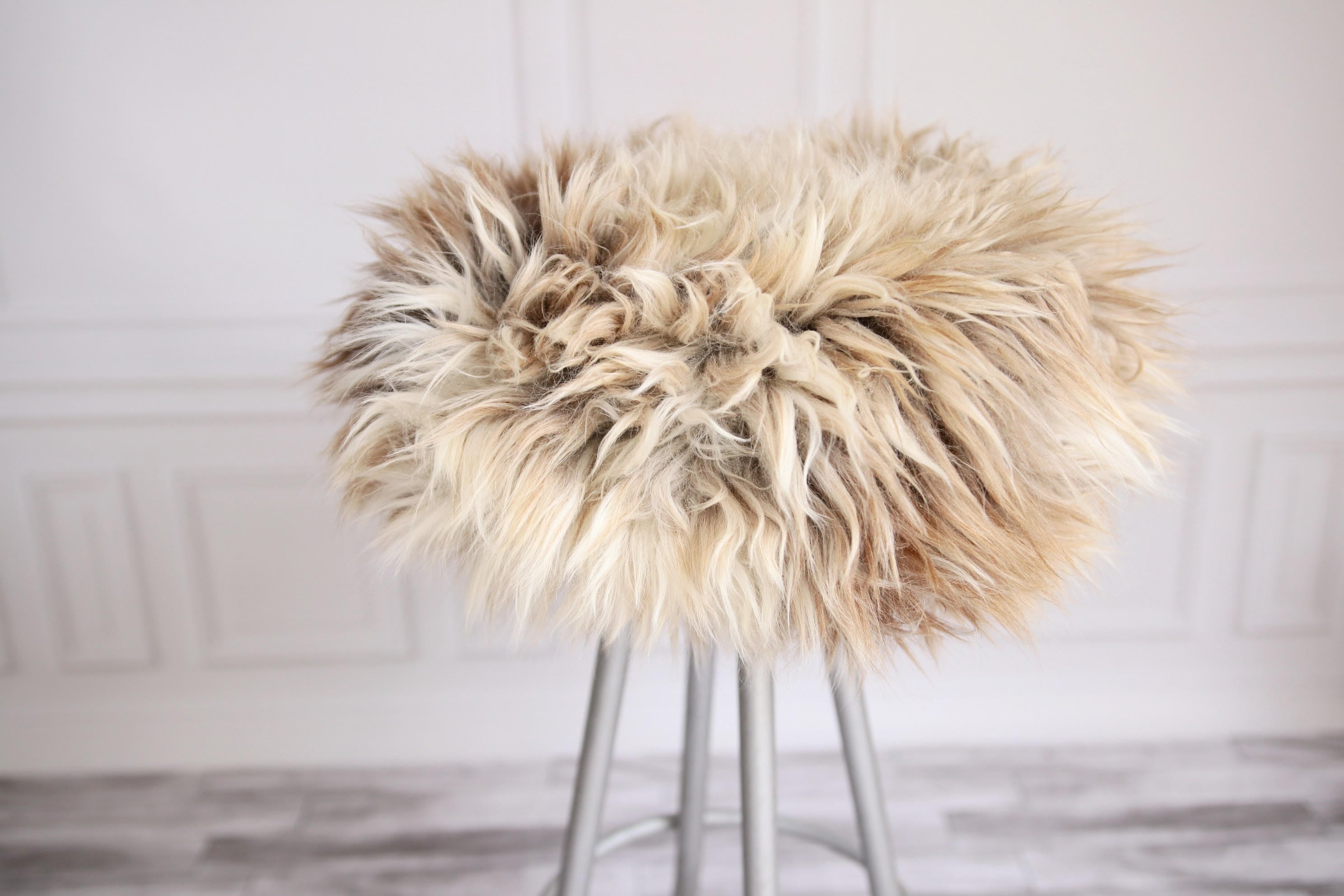 Sheepskin Stool Cover | Round Stool Cover | Furry Stool | Scandinavian ...