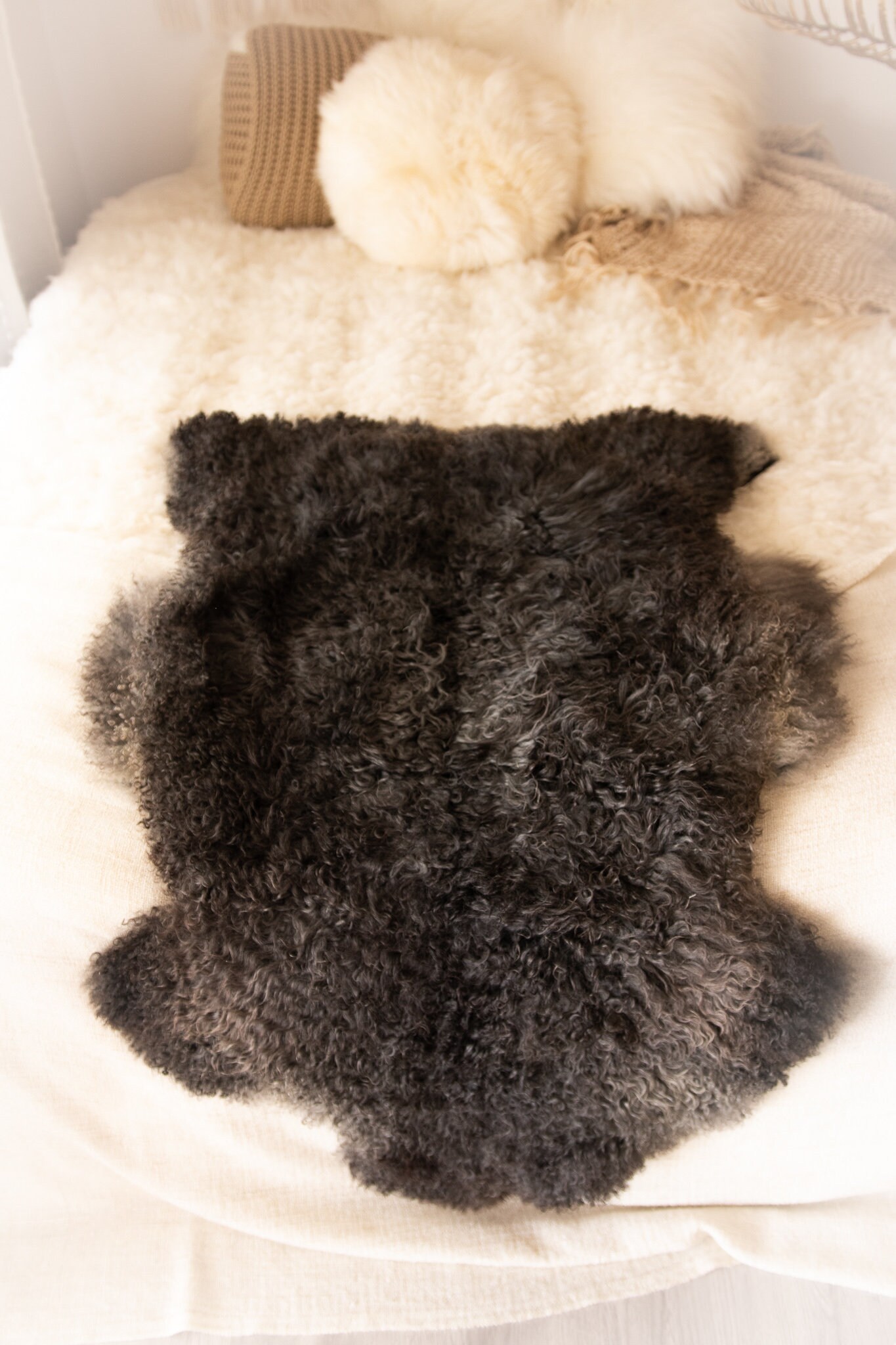 Real Sheepskin Rug Genuine Rare Gotland Sheepskin Rus - Curly Fur Rug ...