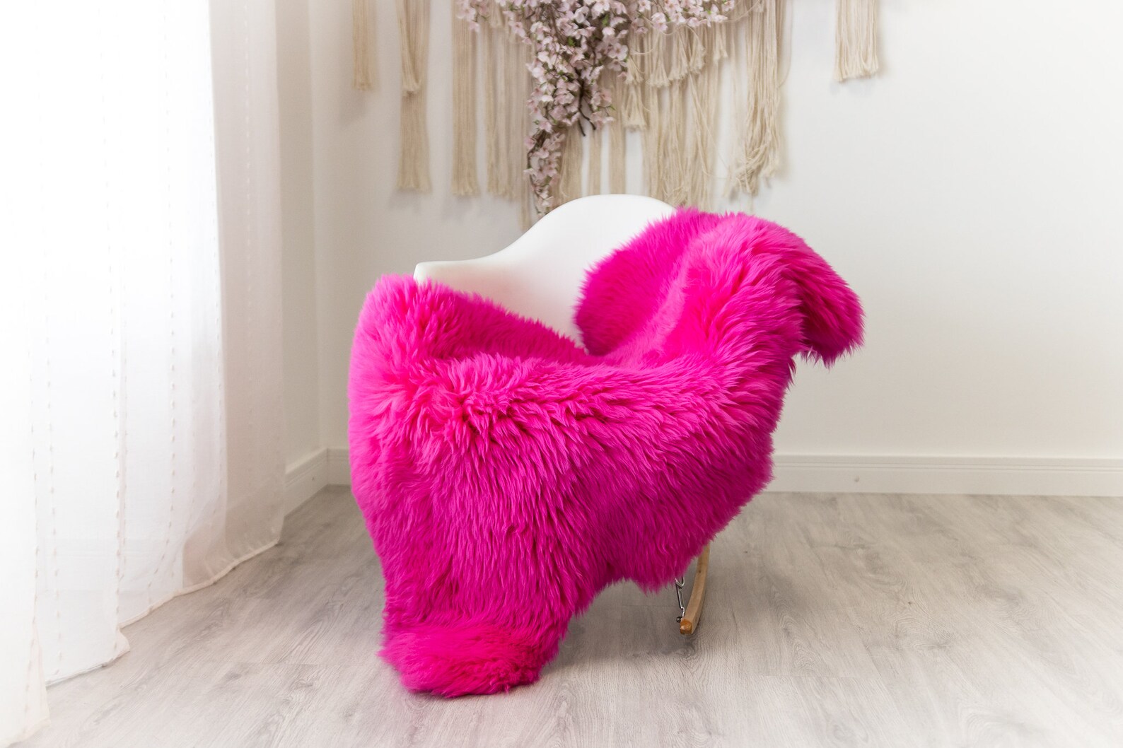 Genuine Natural Amarant Pink Sheepskin Rug Sheepskin Throw Scandinavian ...