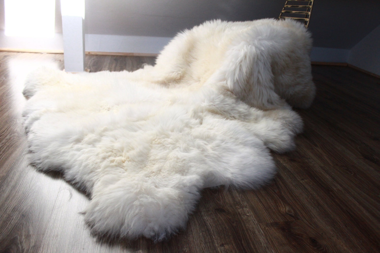 Genuine Natural creamy white Sheepskin Rug Pelt Giant Sheepskin throw ...