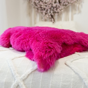 Genuine Natural Amarant Pink Sheepskin Rug Sheepskin Throw Scandinavian ...
