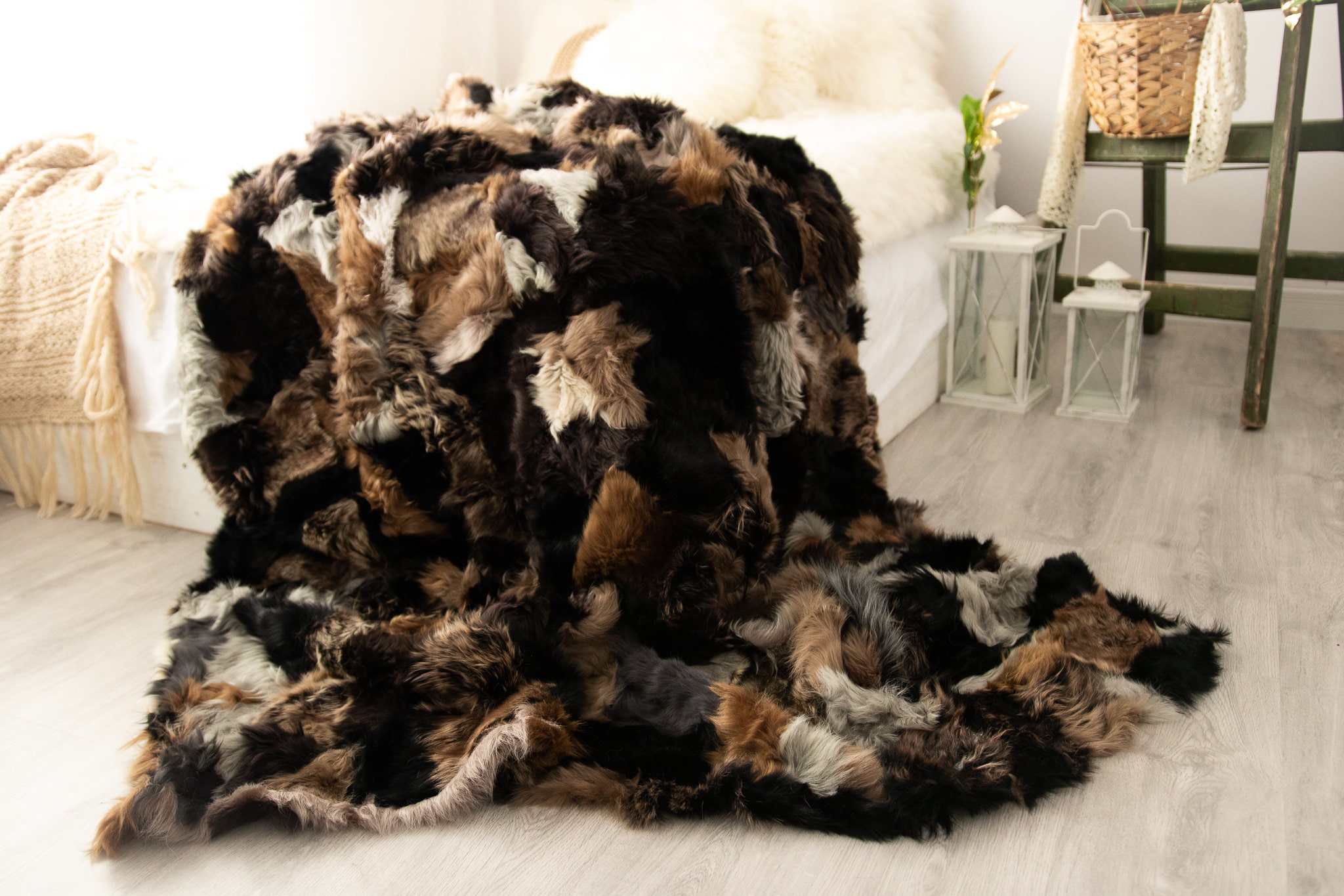 Luxurious Gotland Curly Sheepskin Real Fur Throw | Real Fur Blanket ...