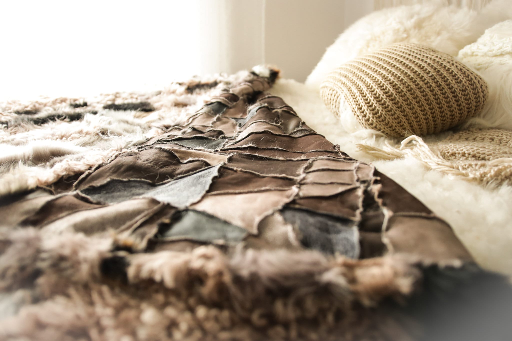 Luxurious Patchwork Toscana Sheepskin Real Fur Throw | Real Fur Blanket ...