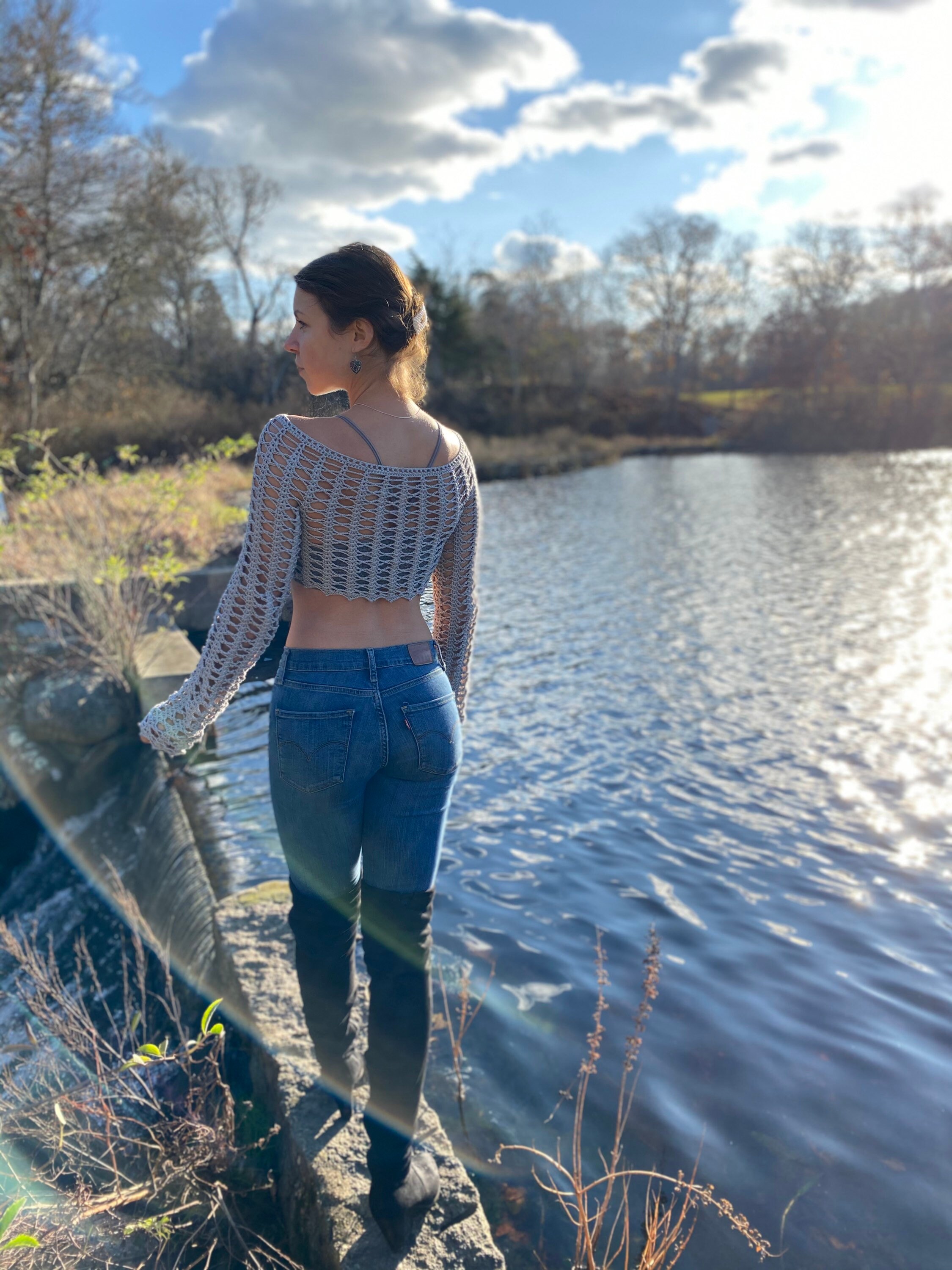 Crochet Lace Long Sleeve Crop Top Pattern Pdf Crochet Etsy