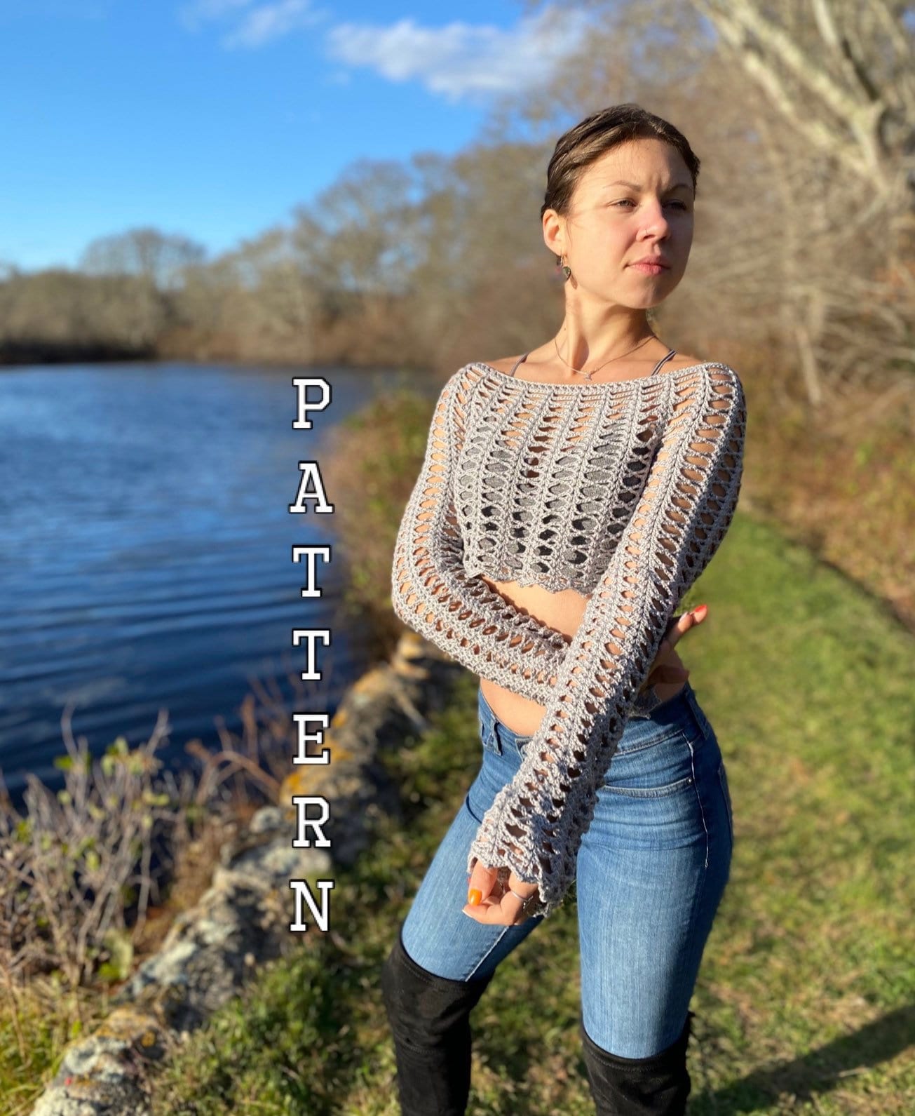 Crochet Lace Long Sleeve Crop Top Pattern Pdf Crochet Etsy