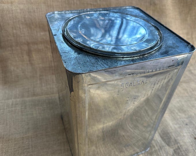 Large Vintage 5 Gallon Tin Pry-top Container Silver Metal Large ...