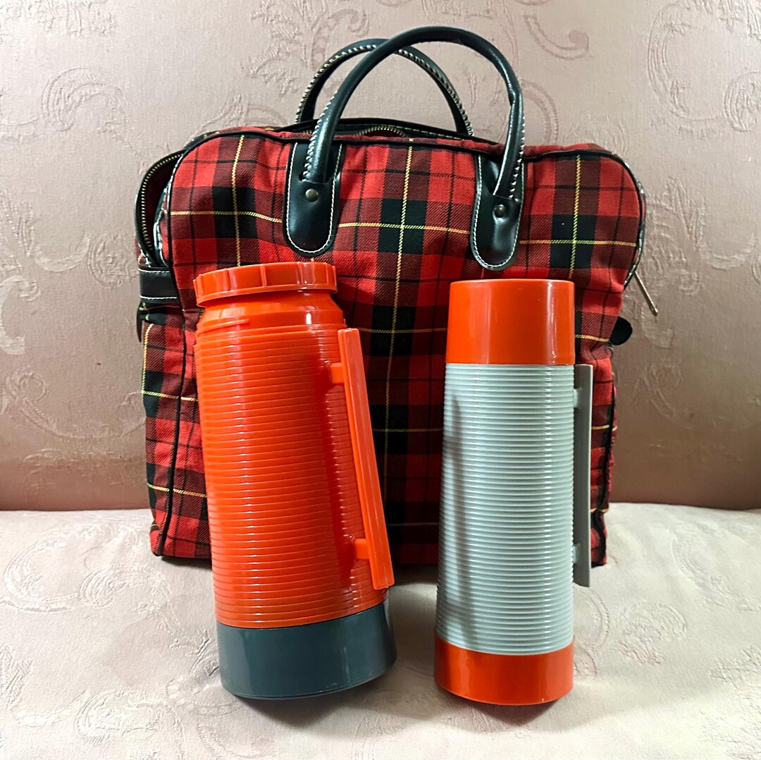 Vintage Red Plaid Aladdin Picnic Set With 2 Thermoses 112549974 - Etsy