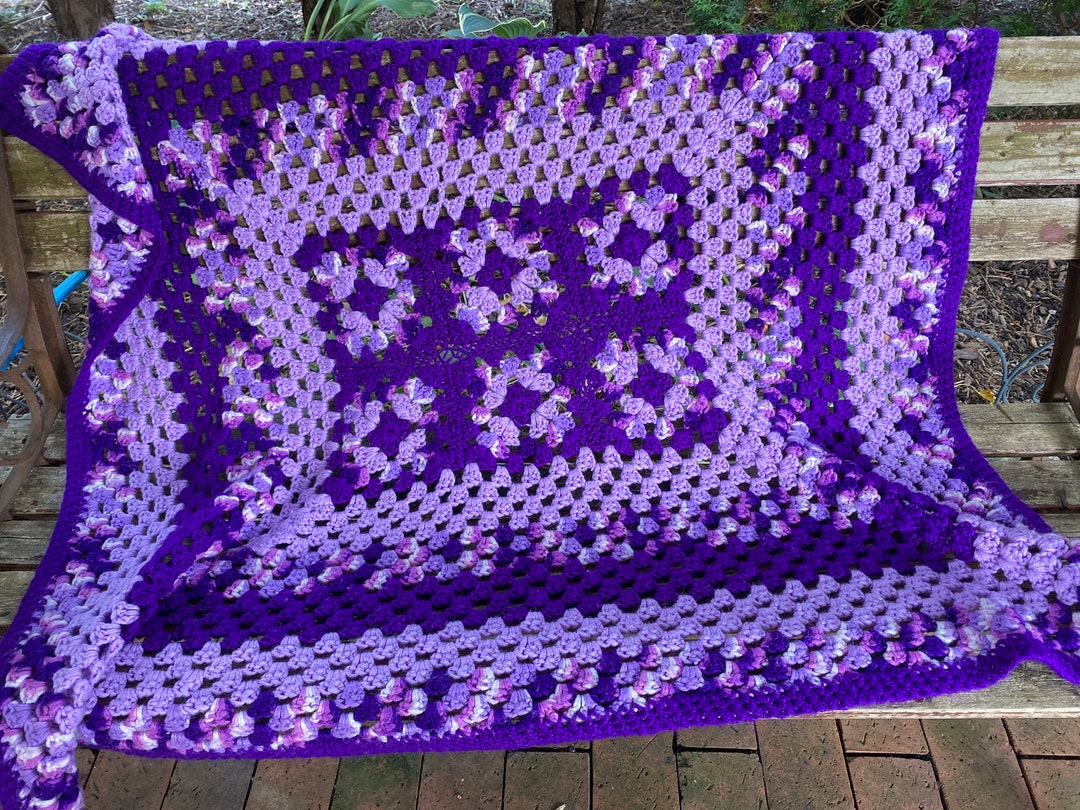 45 X 30 Purple and Pink Granny Square / Abstract Afghan 102320047 - Etsy