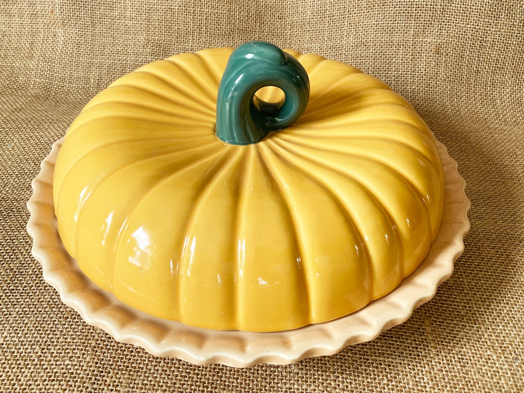 Pumpkin Pie Dish Covered Ceramic Pumpkin Pie Keeper Covered Etsy