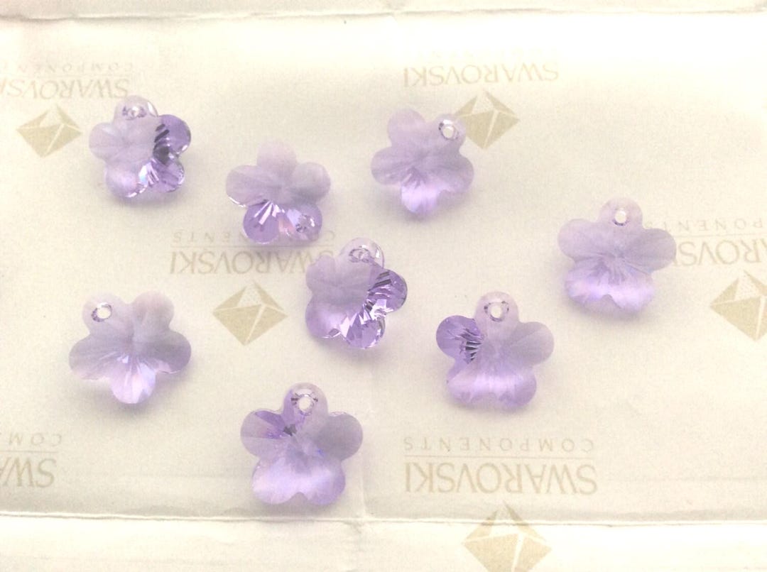 8 Pieces Swarovski #6744 14mm Crystal Violet Purple Faceted Flower ...