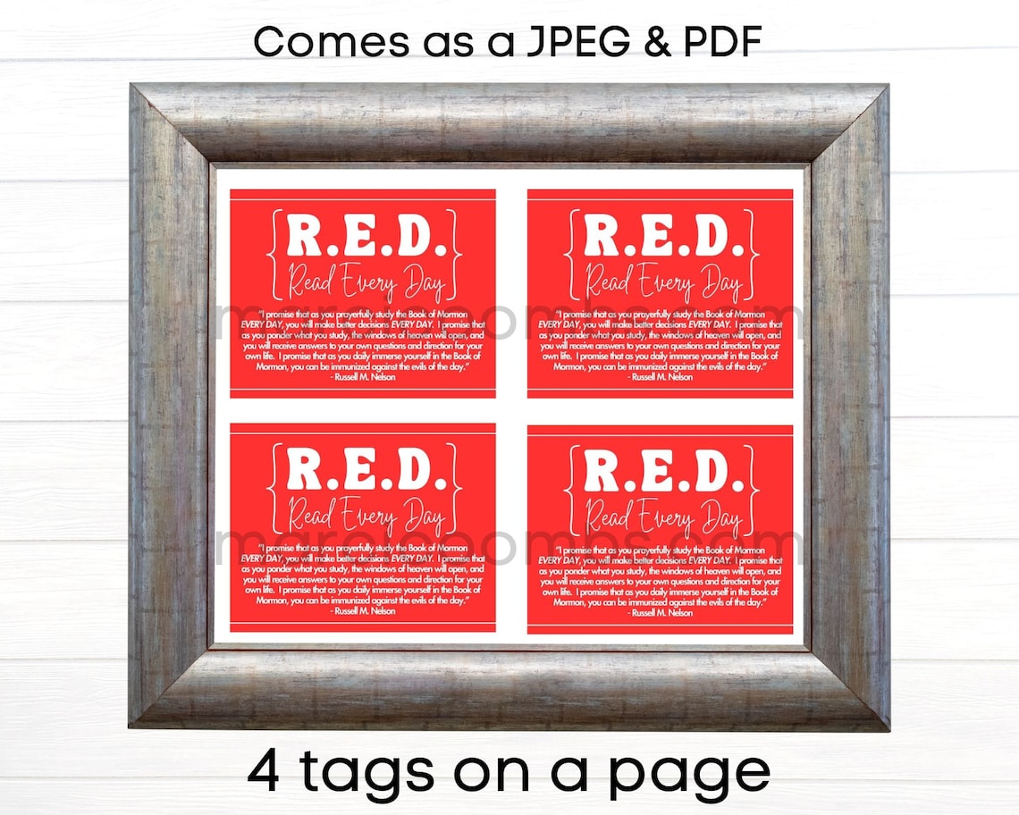 INSTANT DOWNLOAD RED Tags Read Every Day Book of Mormon Scriptures ...