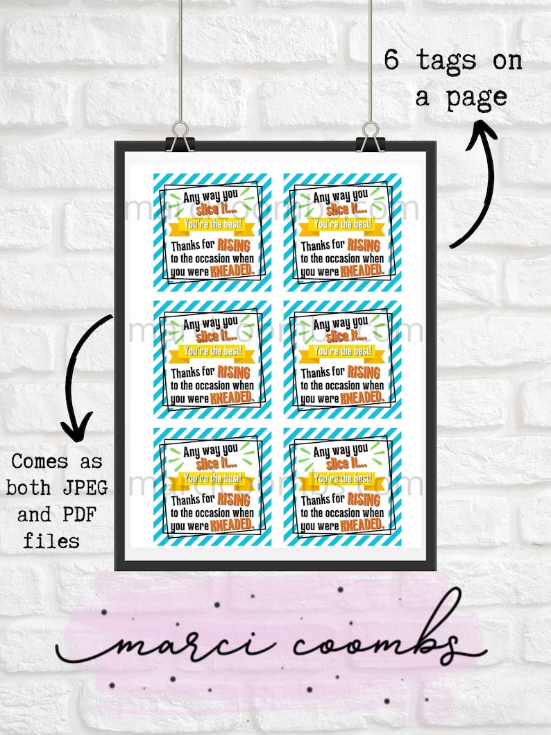 INSTANT DOWNLOAD Bread Tags Thanks Appreciation Printables - Etsy