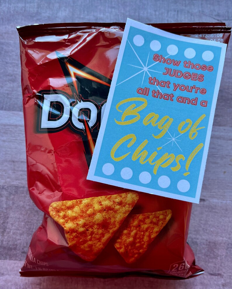 INSTANT DOWNLOAD Dance Cheer Competition Chips Printables Tags Doritios ...