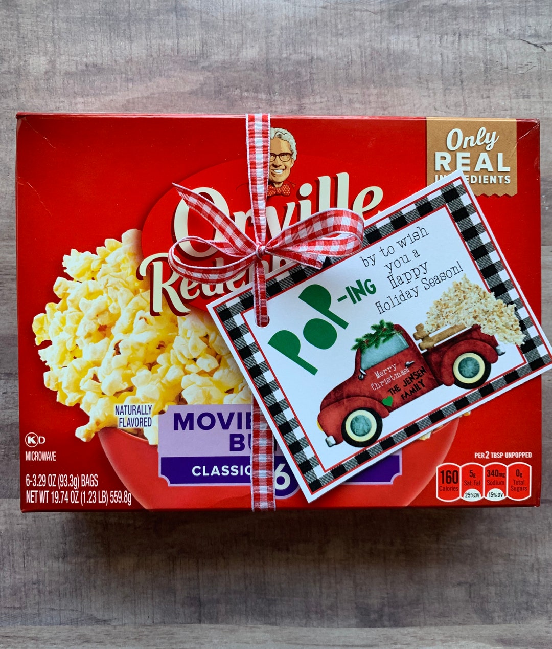 CUSTOM Christmas Neighbor Gifts POPCORN TAGS Friends Holiday Printables ...