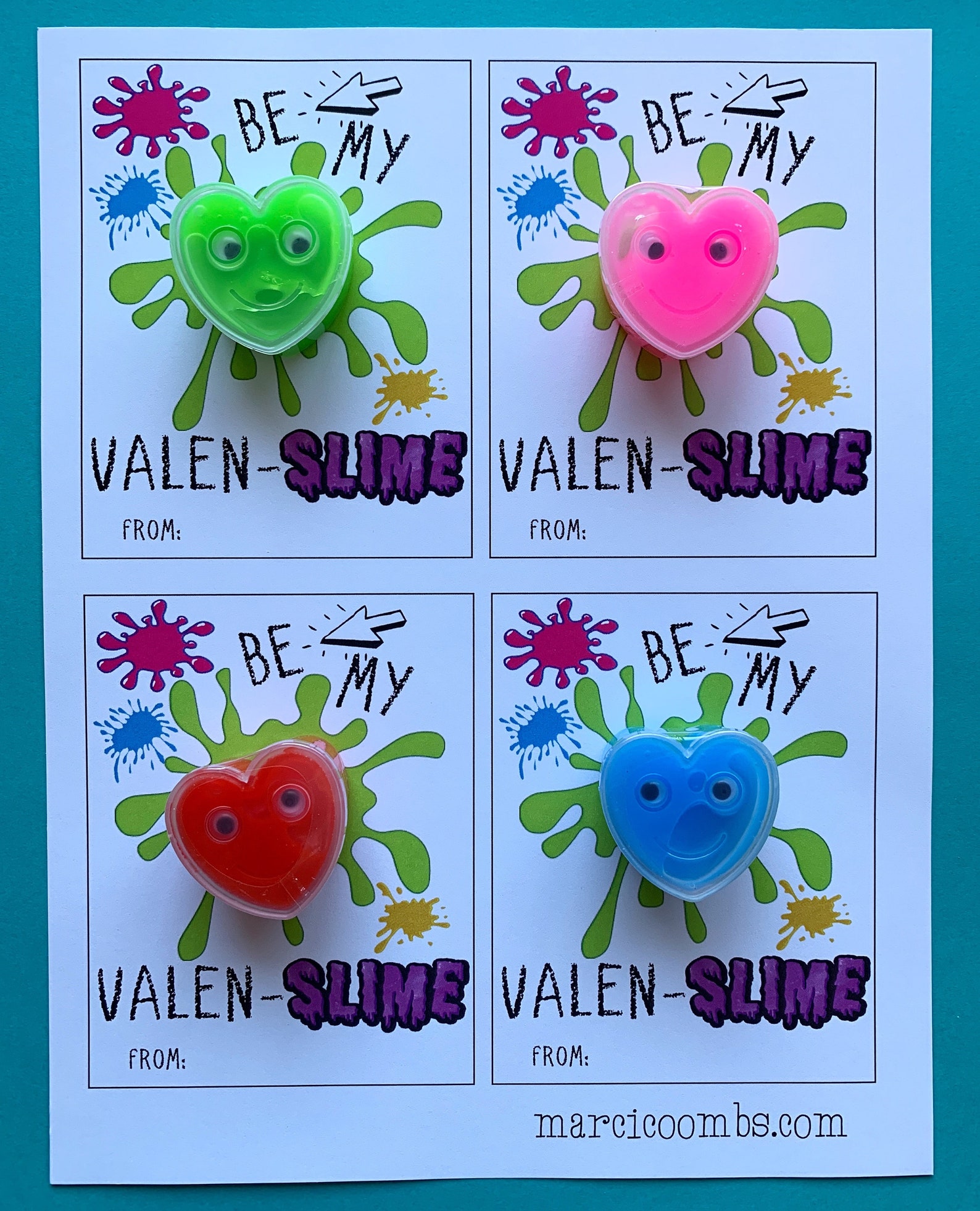 INSTANT DOWNLOAD Classroom Valentine Cards Slime Valentines Day Treats ...