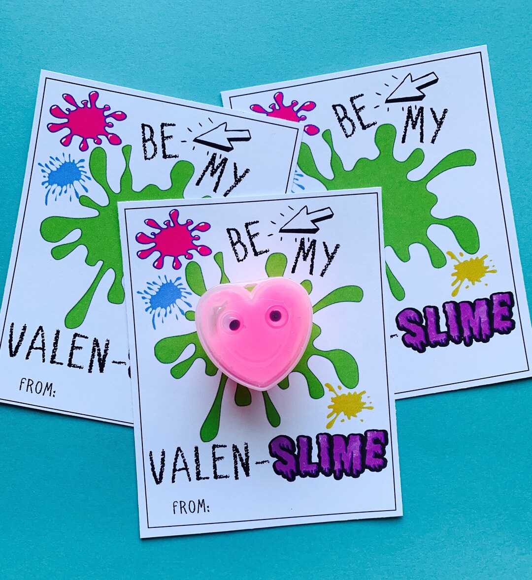 INSTANT DOWNLOAD Classroom Valentine Cards Slime Valentines Day Treats ...