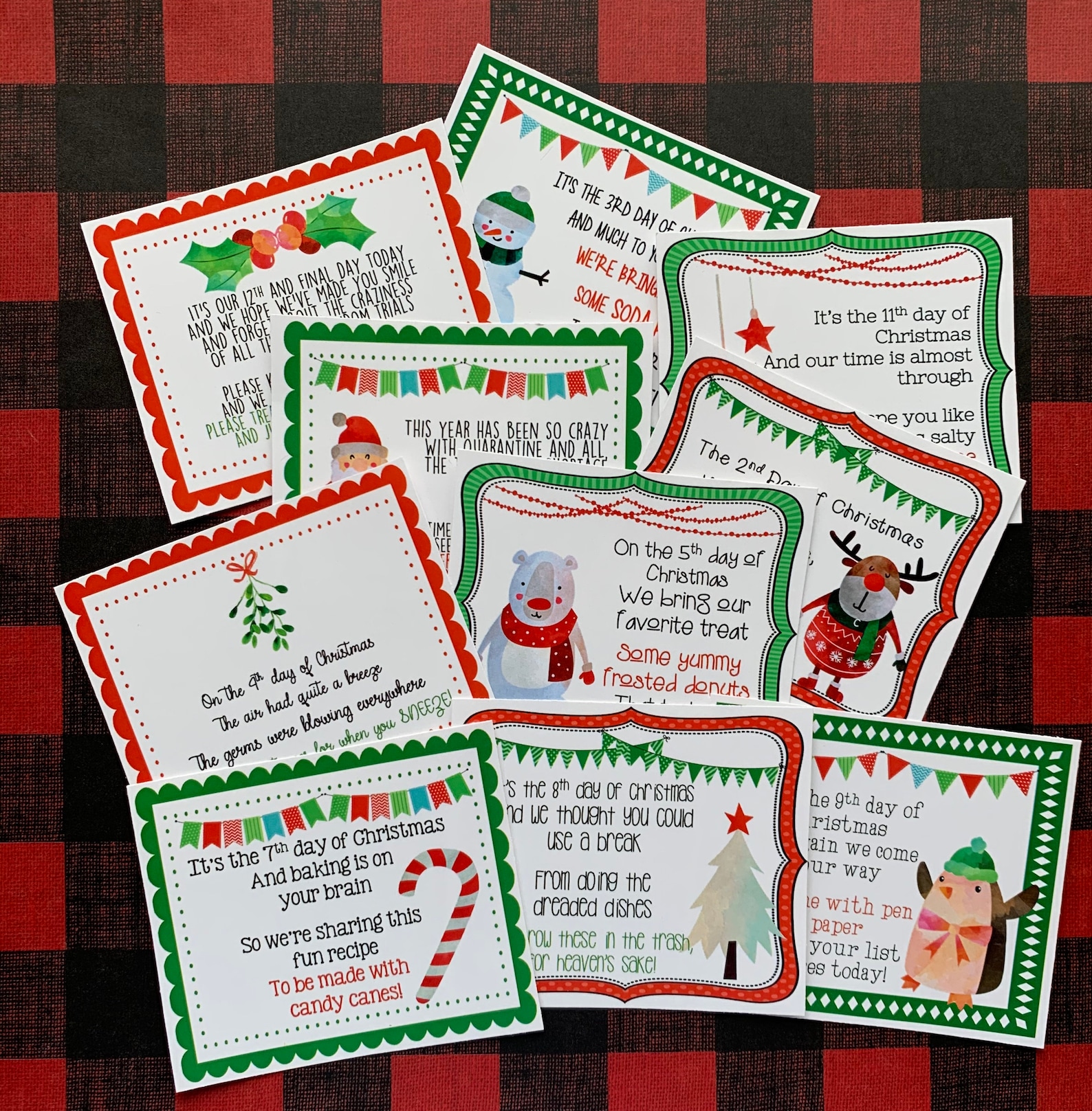 12 Days of Christmas Printable Tags 2020 Theme Secret Santa Labels ...