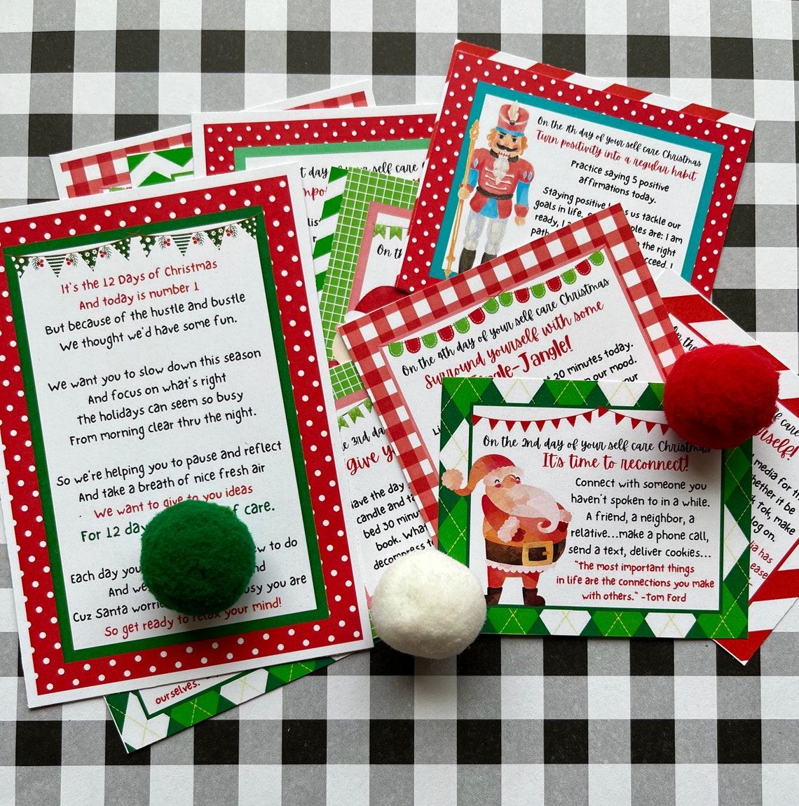 12 Days of Christmas Self Care Printable Tags Secret Santa - Etsy