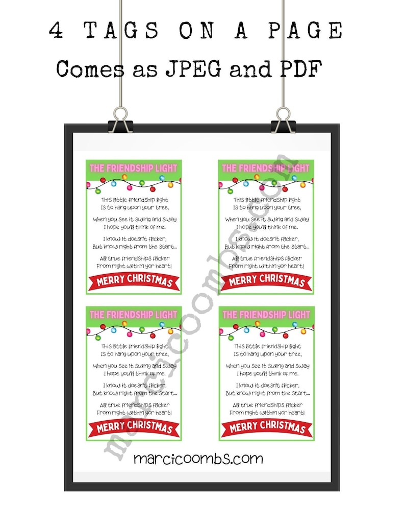INSTANT DOWNLOAD Christmas Friendship TAGS Gifts Friends - Etsy