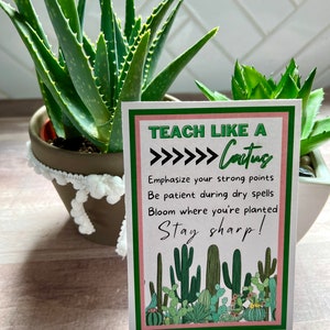 INSTANT DOWNLOAD Teacher Appreciation Printables Cactus Plant Thank You ...