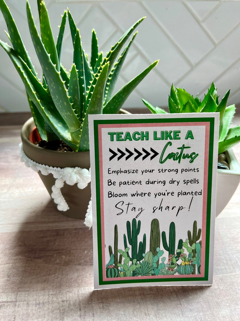 INSTANT DOWNLOAD Teacher Appreciation Printables Cactus Plant - Etsy