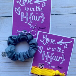 INSTANT DOWNLOAD Girls Valentine Cards Hair Tags Scrunchie Dance Team ...