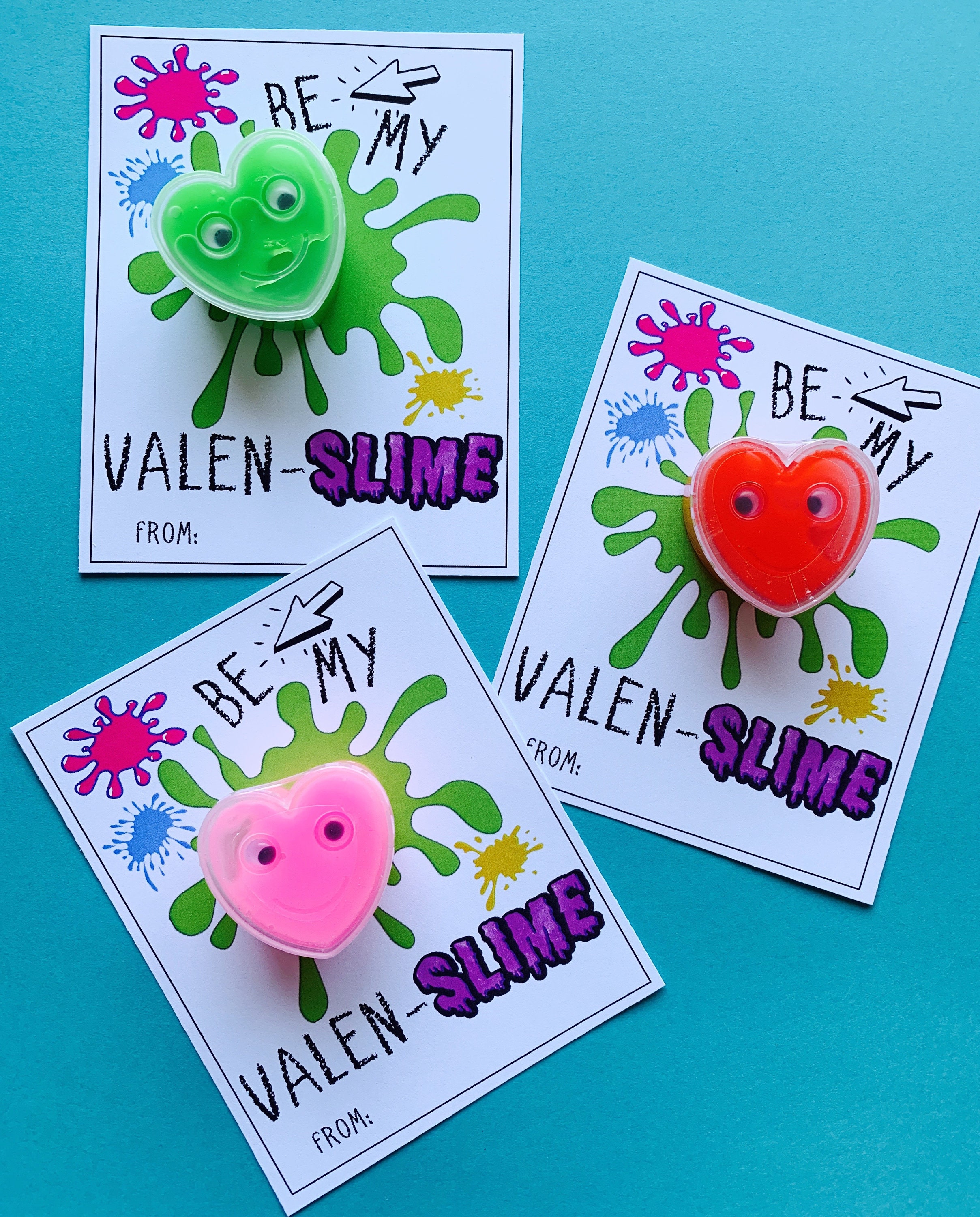INSTANT DOWNLOAD Classroom Valentine Cards Slime Valentines Day Treats ...