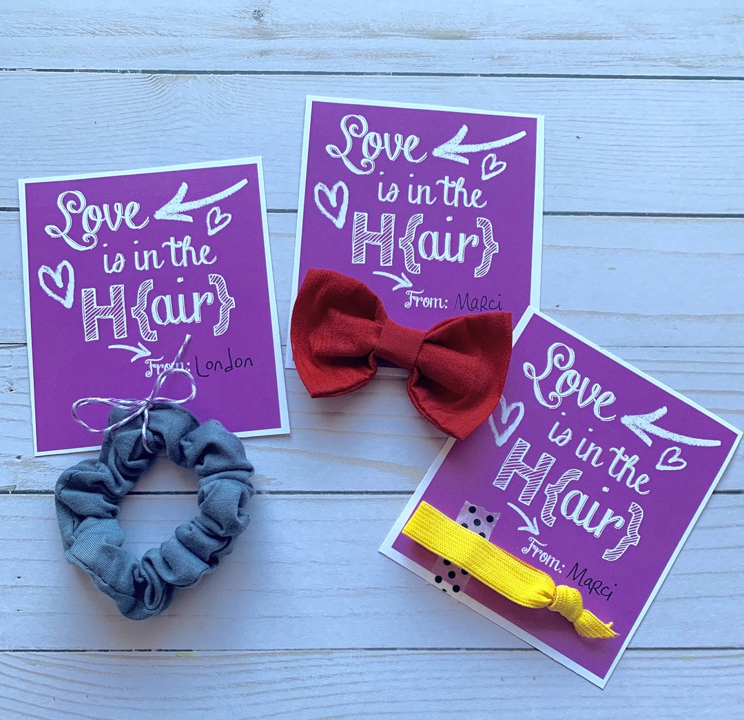 INSTANT DOWNLOAD Girls Valentine Cards Hair Tags Scrunchie Dance Team ...