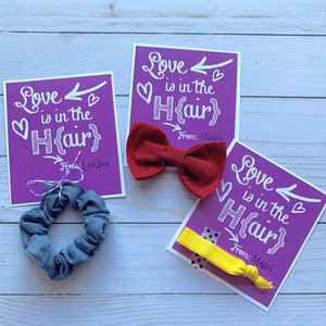 INSTANT DOWNLOAD Girls Valentine Cards Hair Tags Scrunchie Dance Team ...