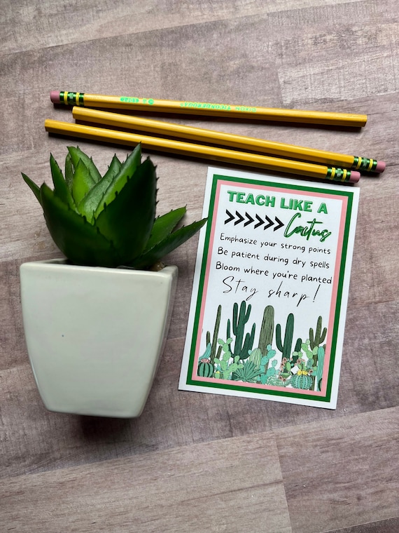 INSTANT DOWNLOAD Teacher Appreciation Printables Cactus Plant - Etsy