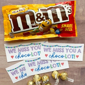 INSTANT DOWNLOAD Chocolate Hershey Bar Miss You Care Package Printables ...