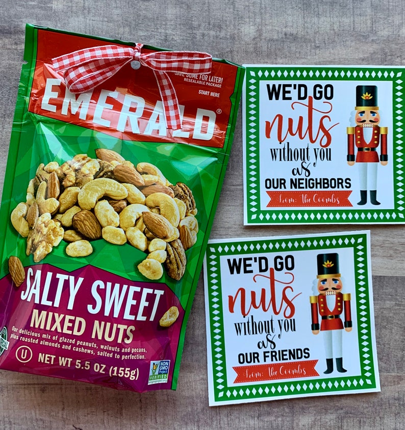 Custom Christmas Nuts TAGS Personalized Name Neighbor Gifts | Etsy