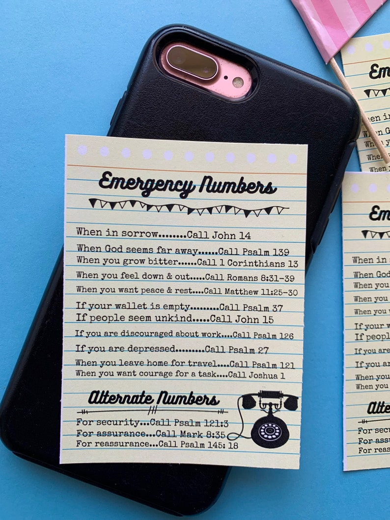 INSTANT DOWNLOAD Scripture Emergency Phone Numbers Verses Printables ...
