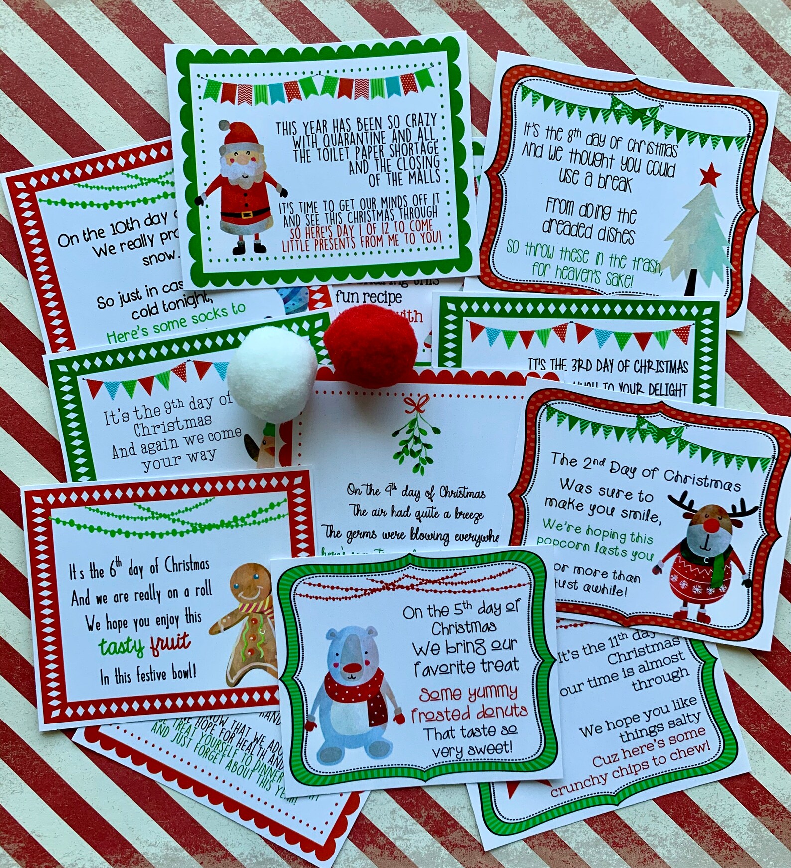 12 Days of Christmas Printable Tags 2020 Theme Secret Santa Labels ...