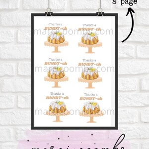 INSTANT DOWNLOAD Bundt Cake Tags Thanks Appreciation Printables Gifts ...