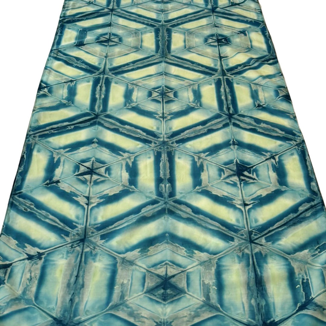 Hexagon Shibori Indigo Scarf & Wrap - Dark Indigo and Celadon - Etsy