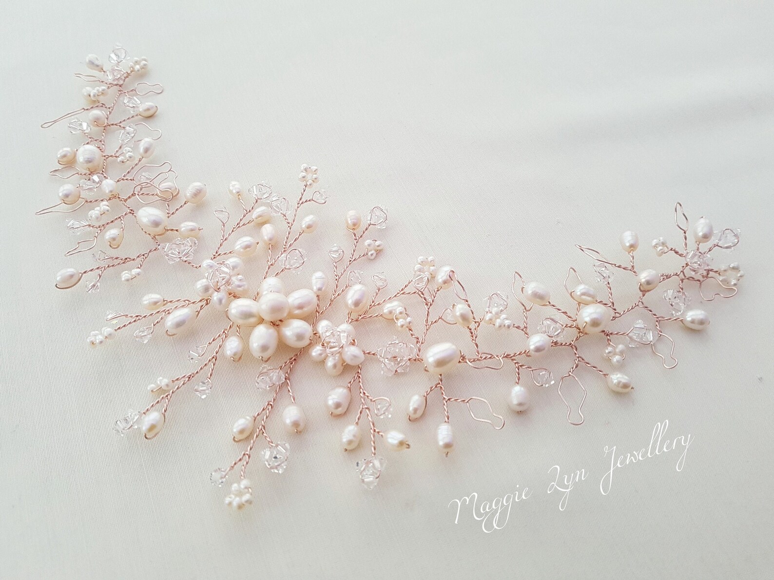 Rose Gold Hair Piece, Rose Gold Hair Vine, Rose Gold Bridal Hair Vine ...
