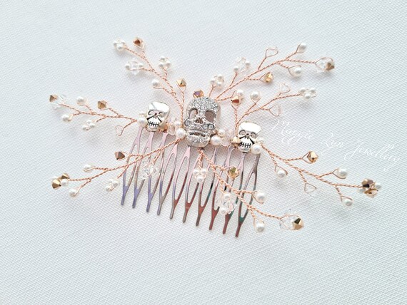 Rose Gold Skull Comb Skull Bridal Hair Comb Skull - Etsy