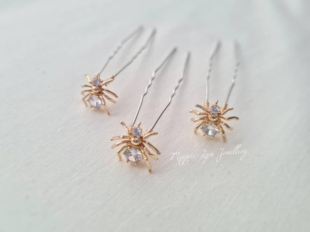 Gold Spider Hair Accessories. Spider Hair Pin, Gothic Spider Jewellery ...